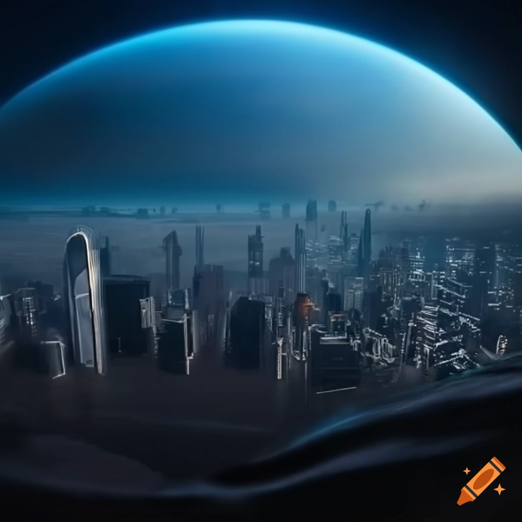 Futuristic cityscape on an alien planet on Craiyon