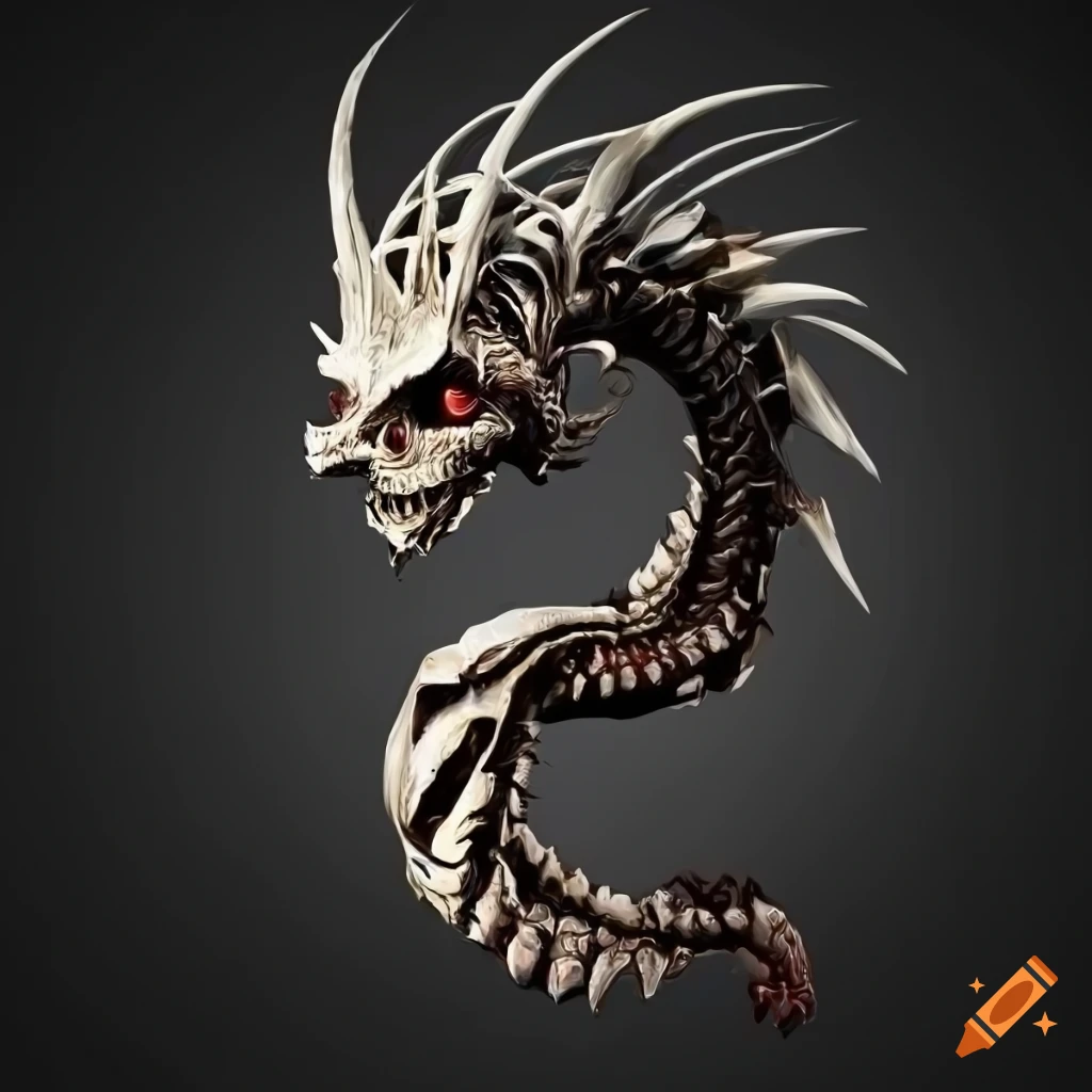 Abstract dragon skeleton artwork on Craiyon