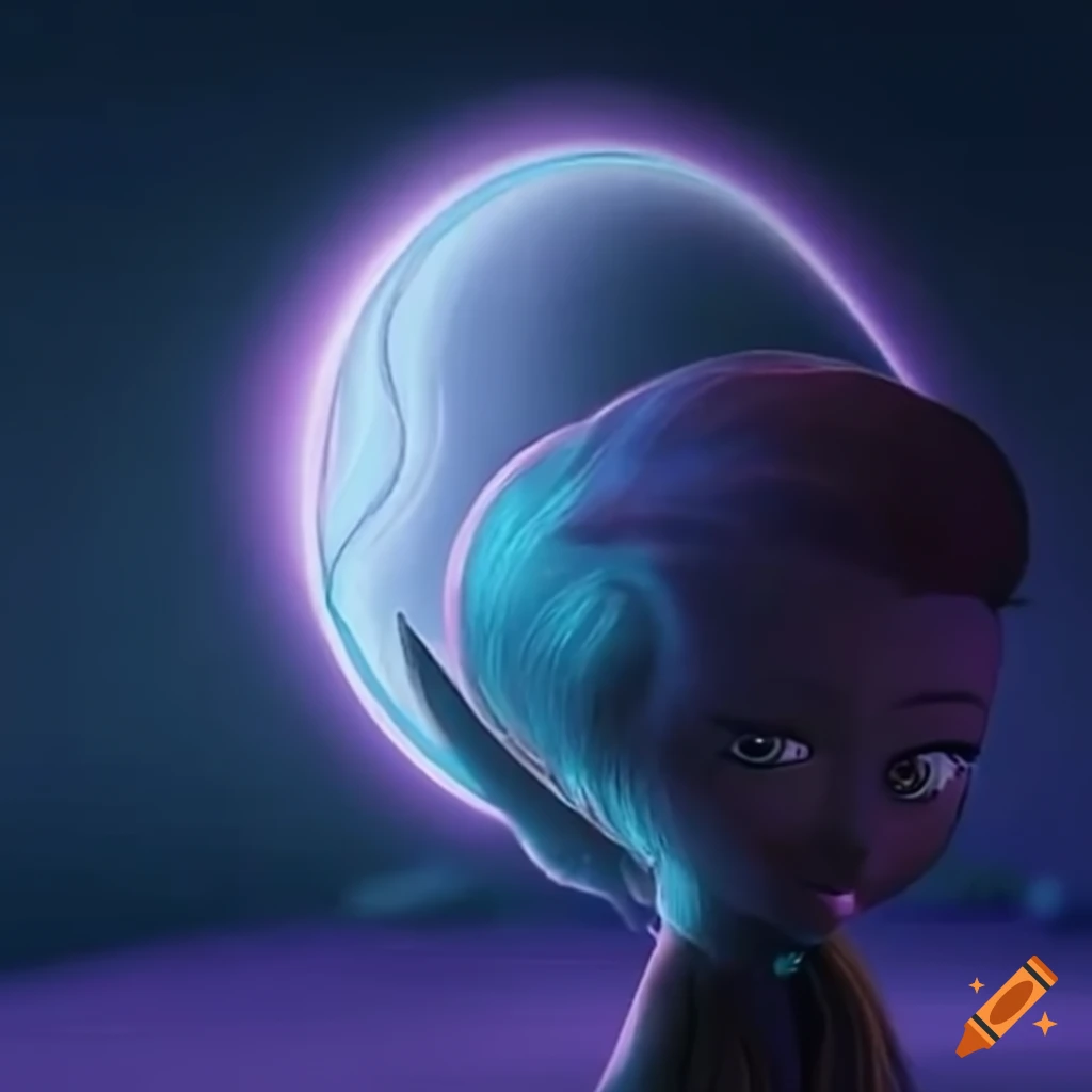 Illustration of luna helping cosmo find his comet family on Craiyon