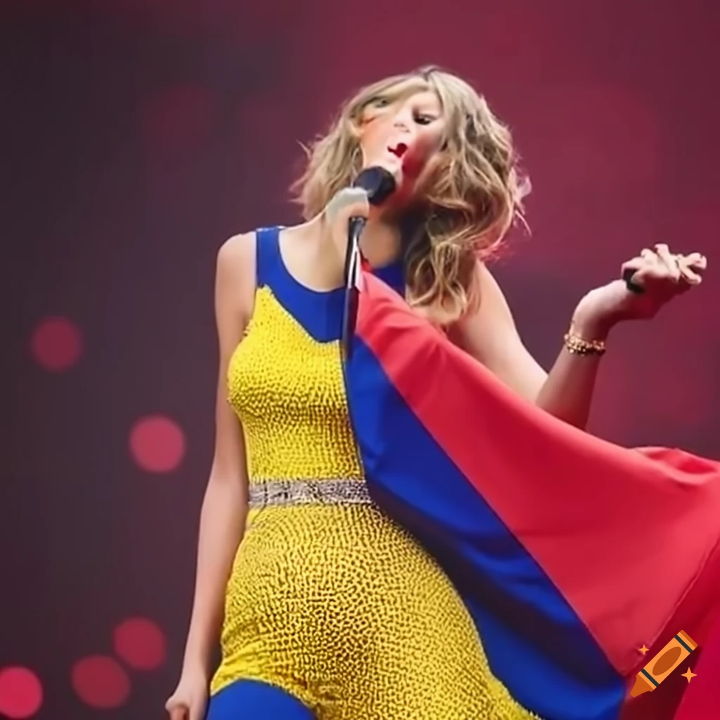 Taylor swift with the flag of colombia on Craiyon