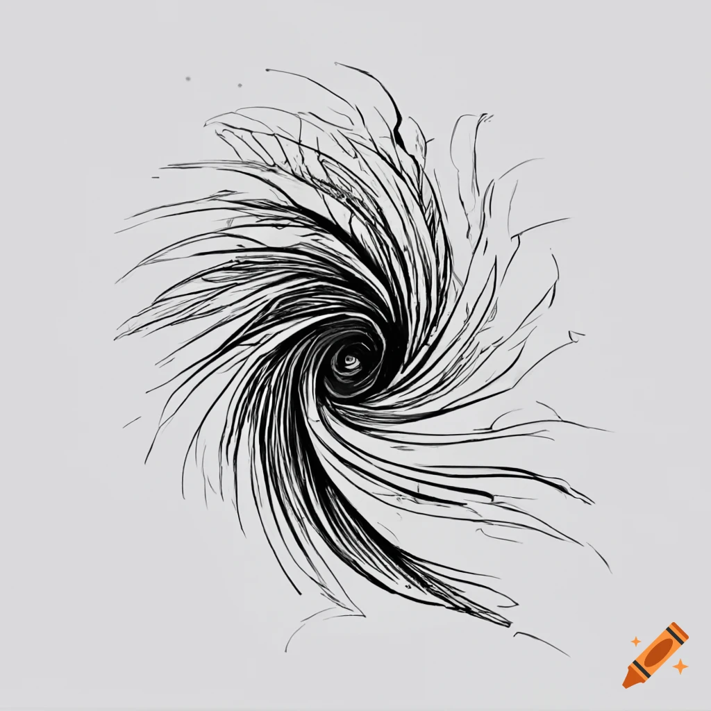 Black and white abstract helix design on Craiyon