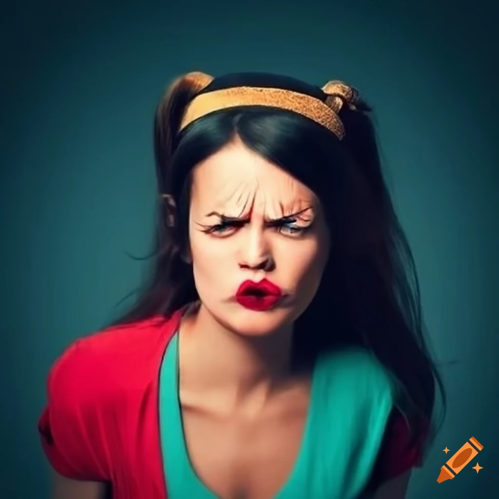 Elegant woman with a puzzled expression on Craiyon