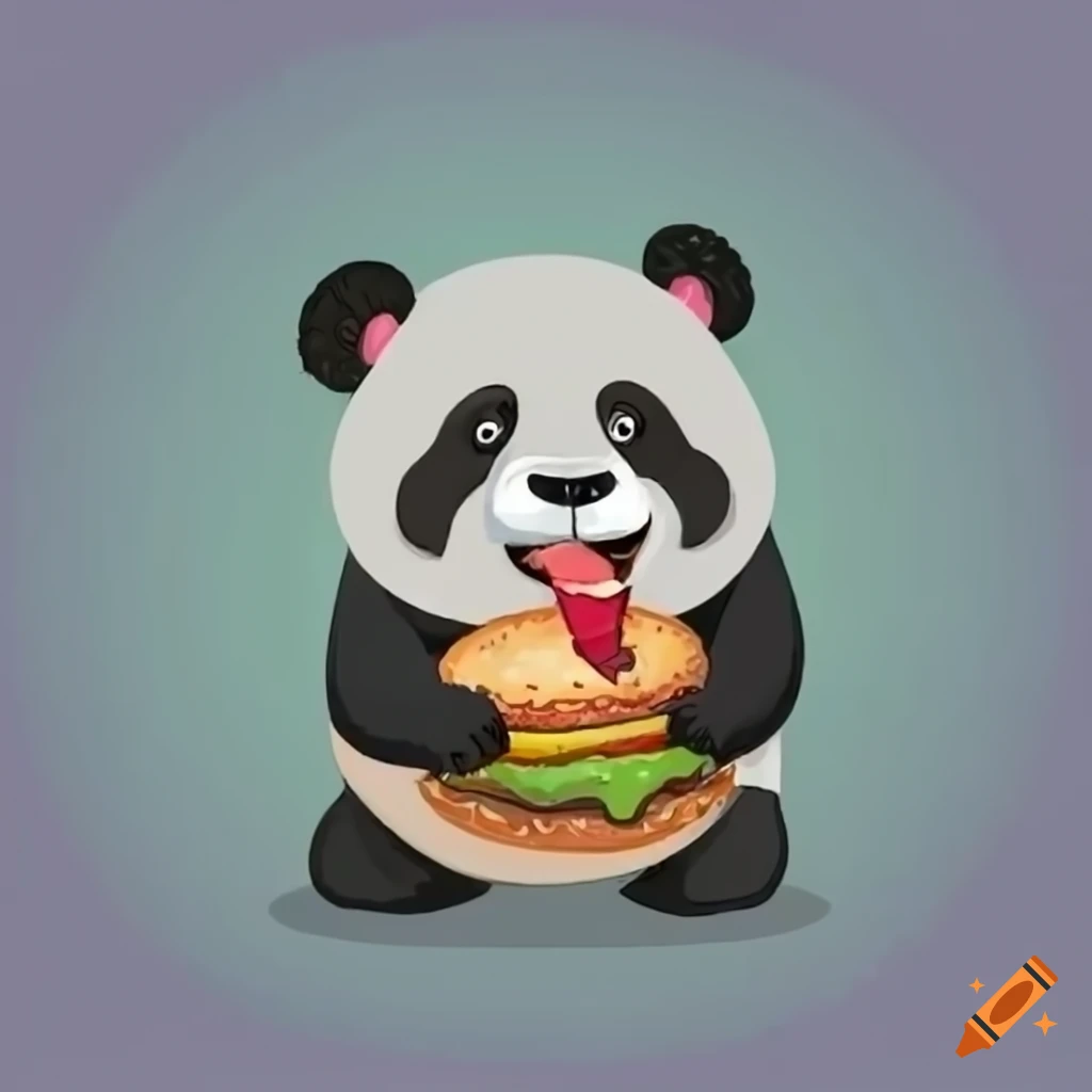 Panda enjoying a burger on Craiyon