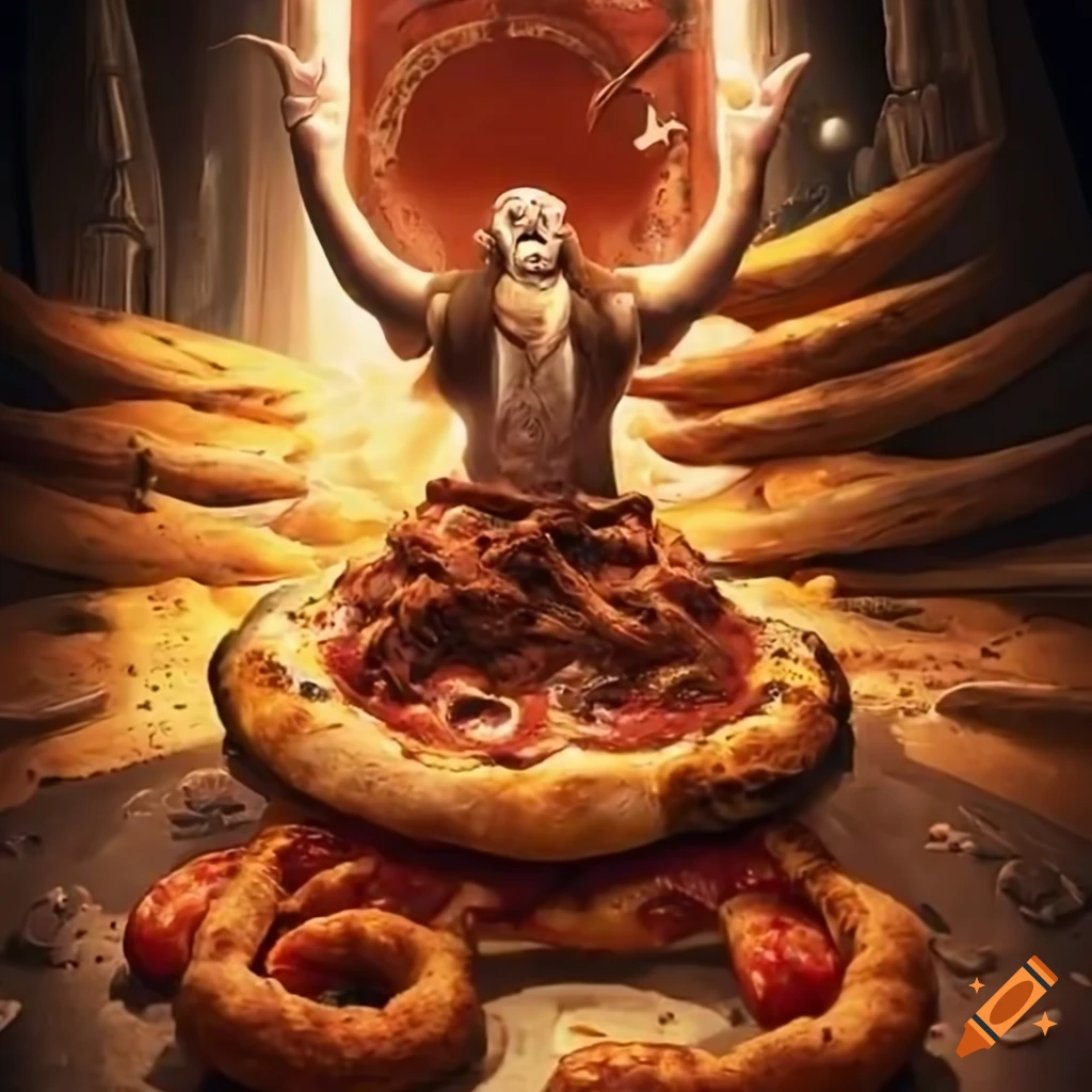 Pizza with a divine presence on Craiyon