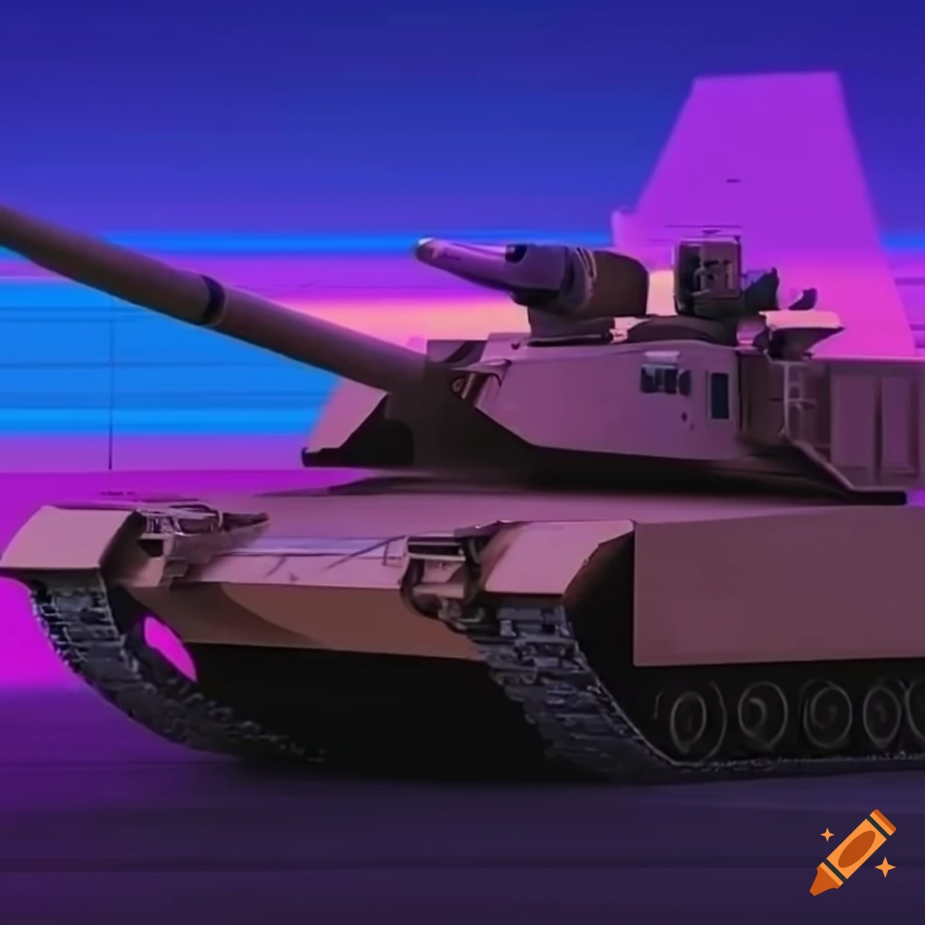 Vaporwave styled m1 abrams tank on Craiyon