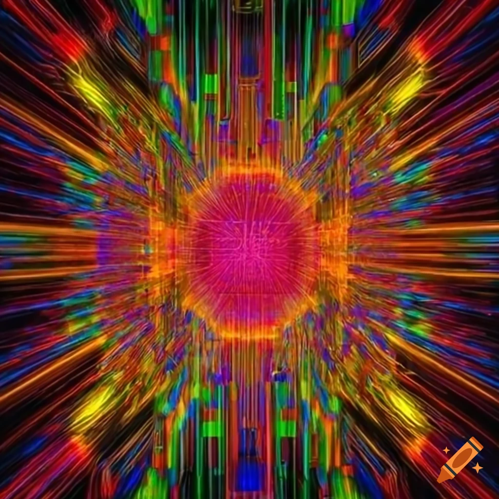 Vibrant digital artwork with sparks and scan lines on Craiyon