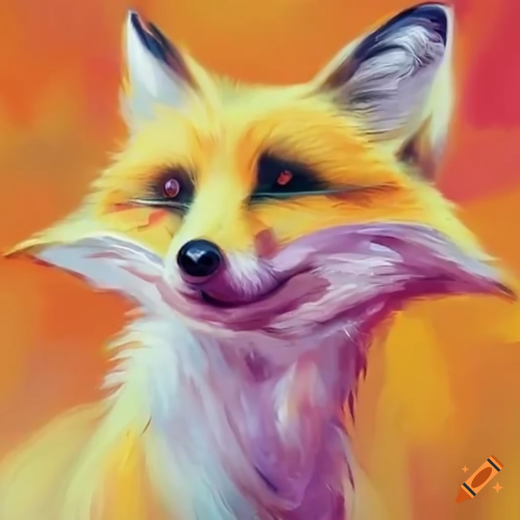 Fantasy artwork of a yellow fox running in a candy land on Craiyon