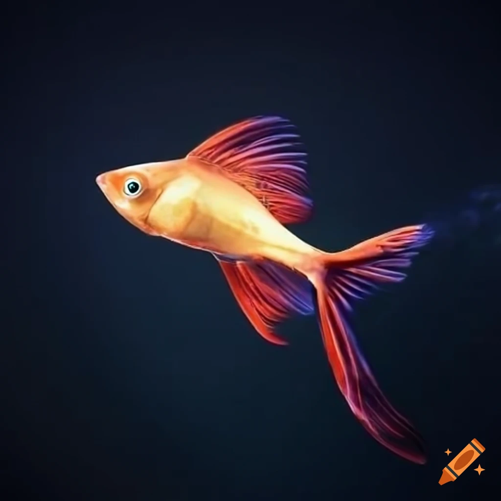 Artistic representation of a flying fish in space on Craiyon