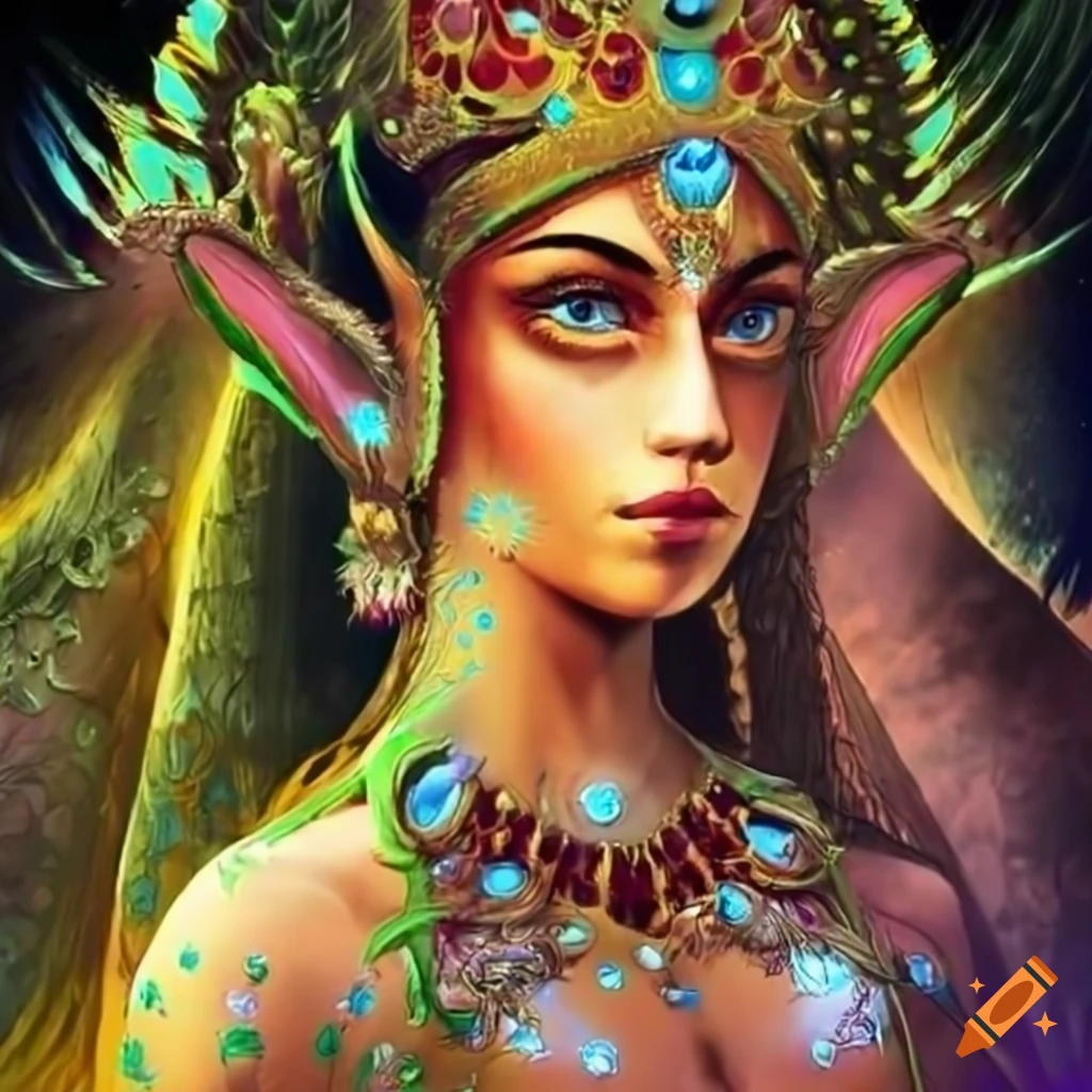 Digital artwork of Thalara, the Verdant Empress on Craiyon