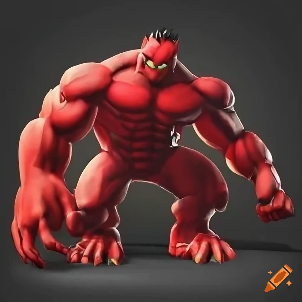 Illustration of Red Hulk, Bowser, and Metroid on Craiyon