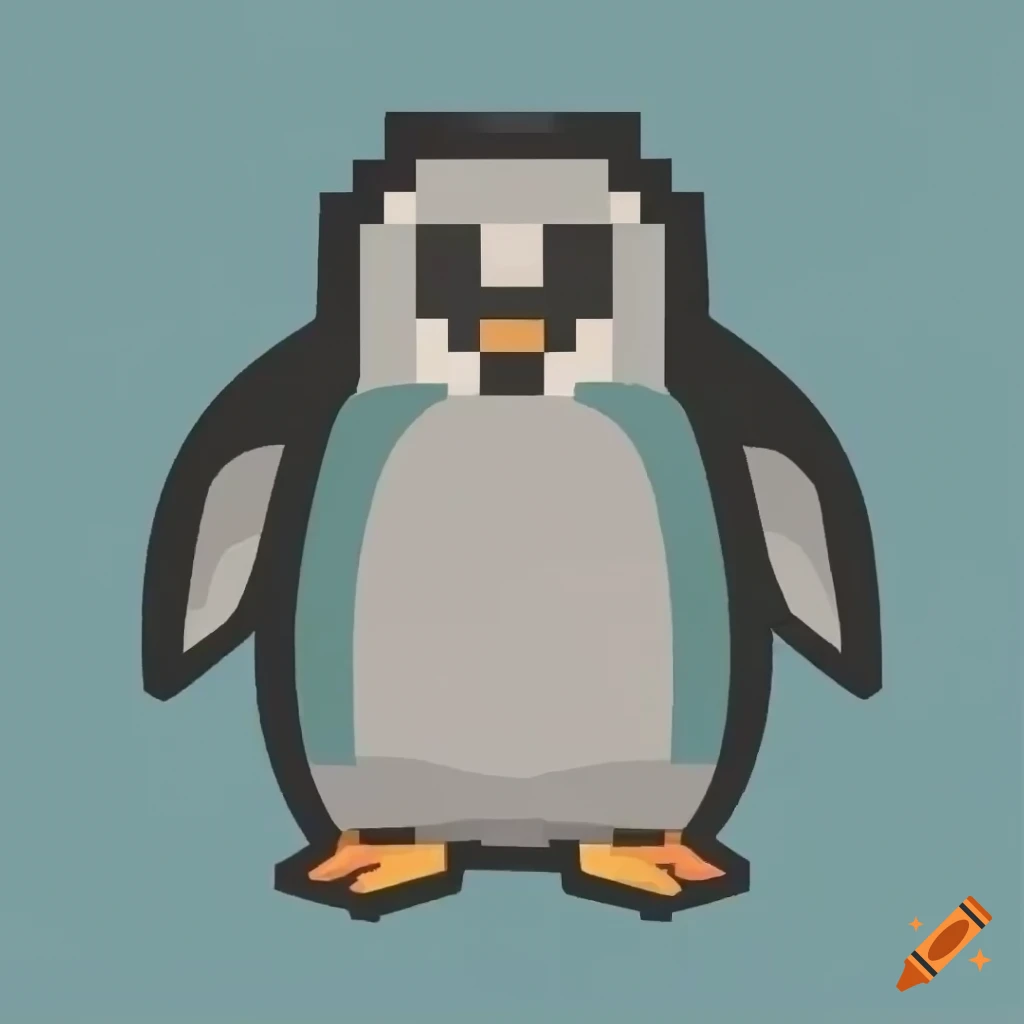 Cute Minecraft-style logo of a Humboldt penguin on Craiyon