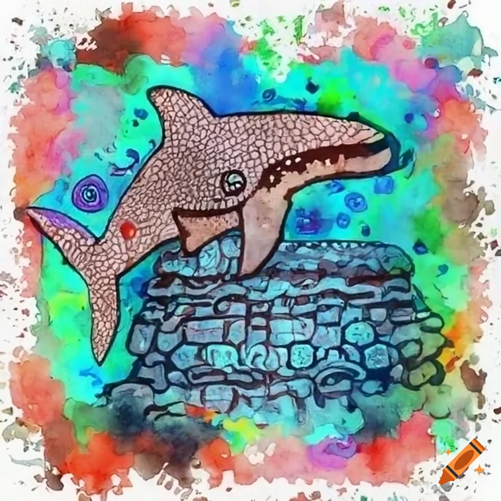 Mayan god Balam swimming with a whale shark on Craiyon