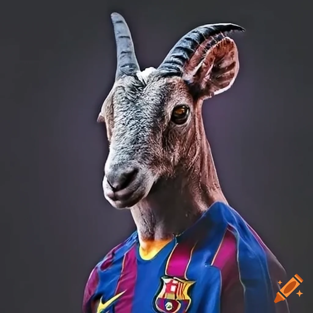 Digital art of Messi's head mixed with a goat head on Craiyon