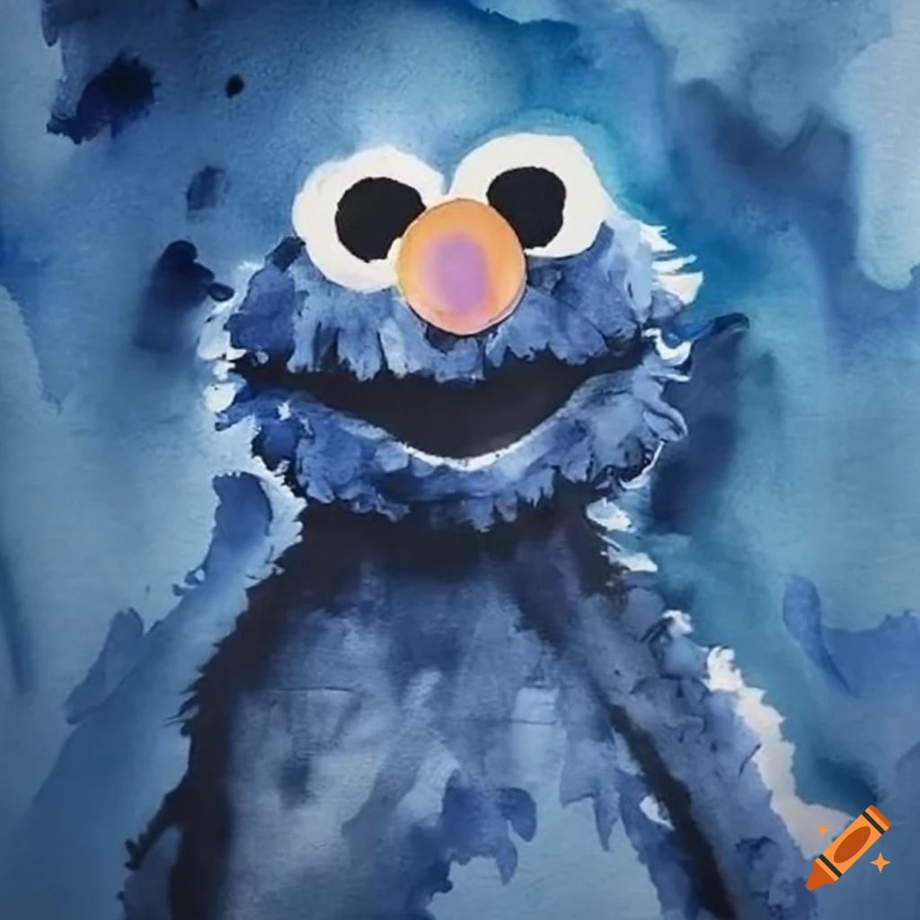 Blue painted elmo artwork on Craiyon