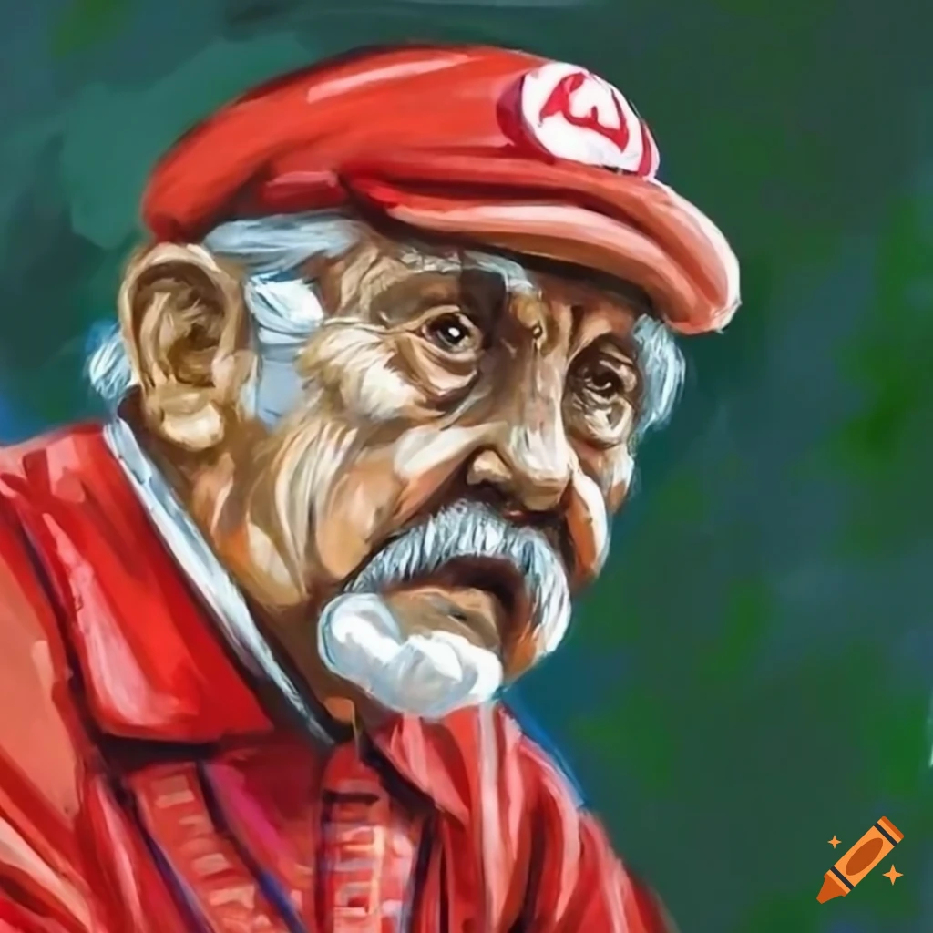 Realistic hand-drawn Super Mario filled with sorrow on Craiyon