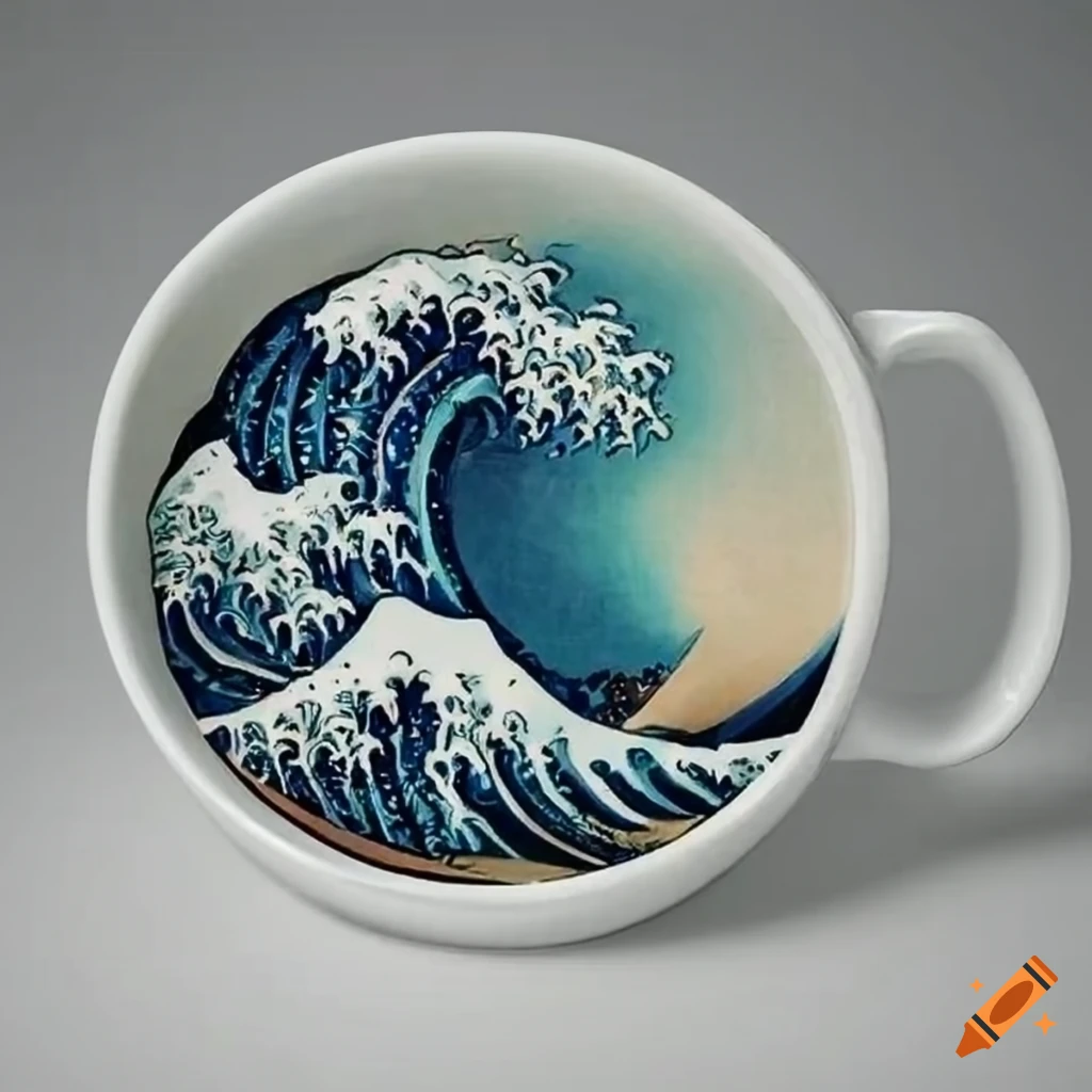 Coffee cup with the great wave off kanagawa on Craiyon
