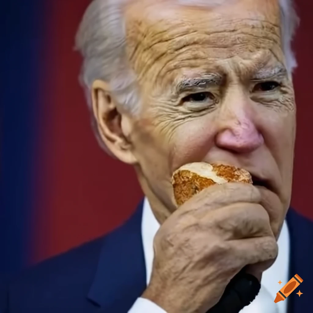 Joe Biden enjoying a bite of bread on Craiyon