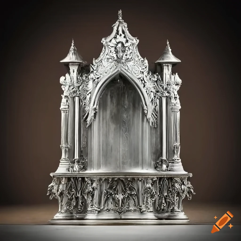 Rococo and gothic style silver pulpit altar on Craiyon