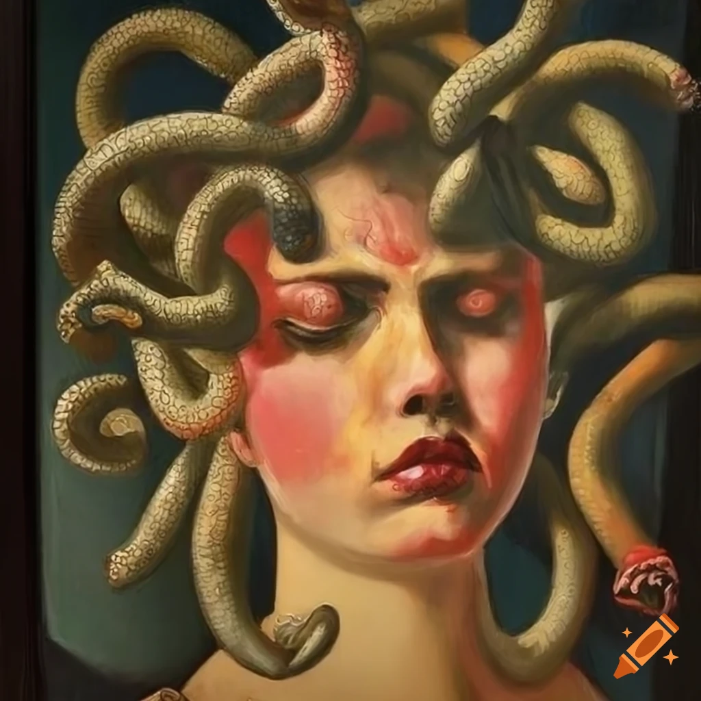 Painting of a crying medusa on Craiyon