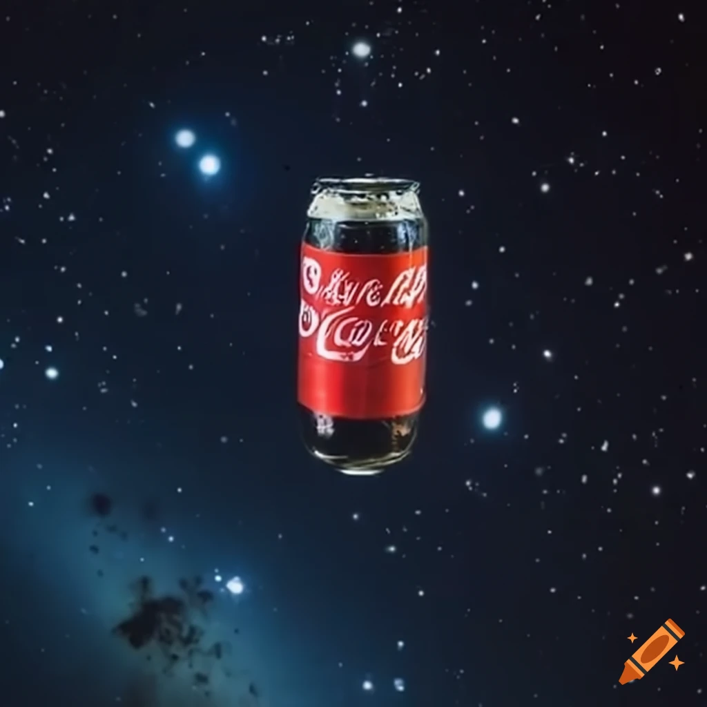 Floating coca cola can in space on Craiyon