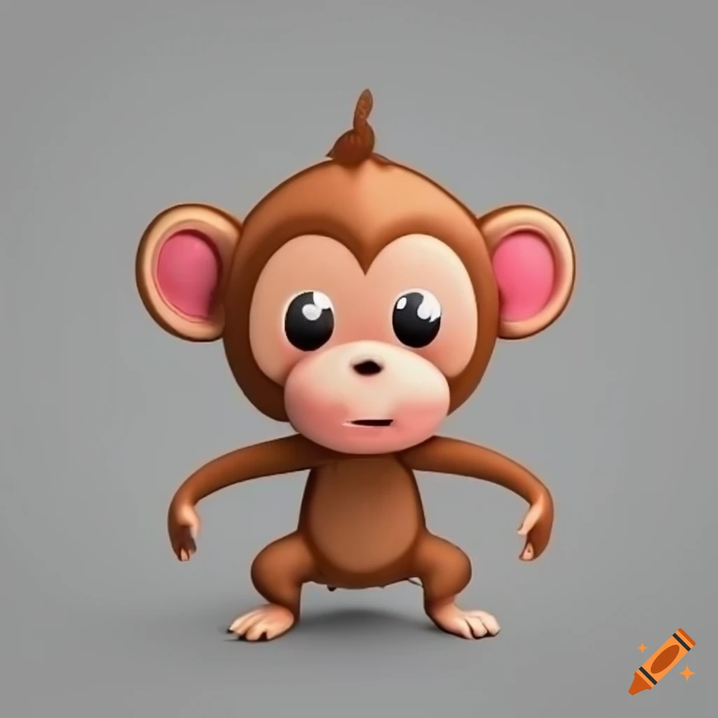 Cute 3d cartoon monkey on Craiyon