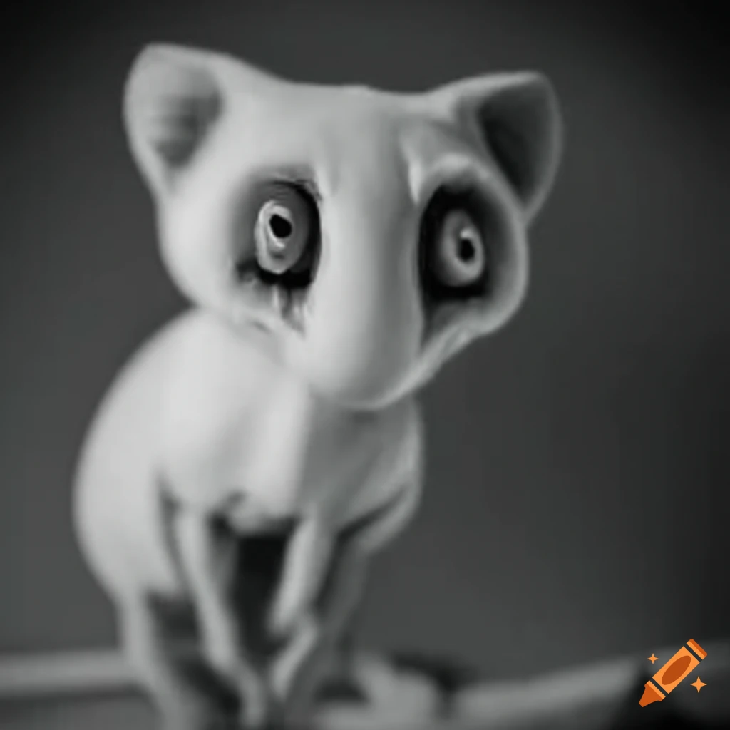 Spooky image of a frightened mew on Craiyon