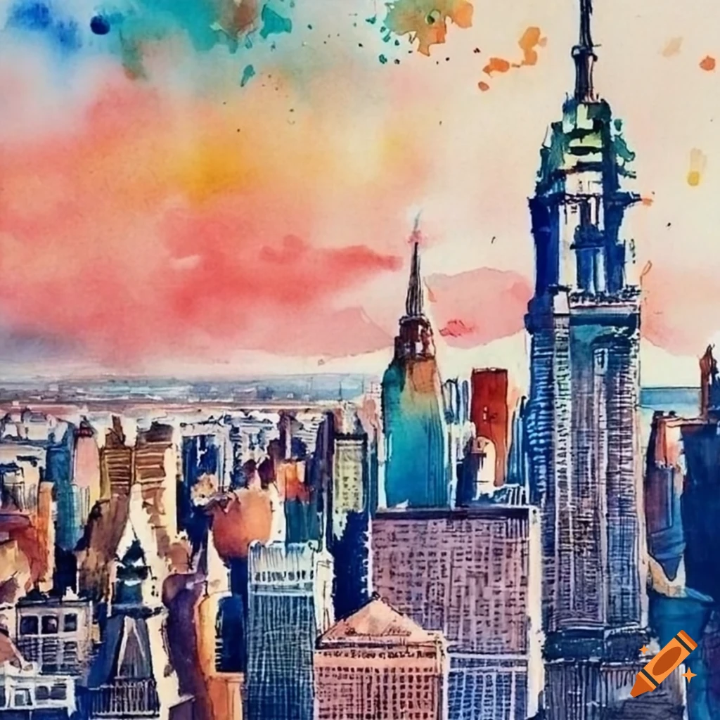 Drawing of New York cityscape on Craiyon