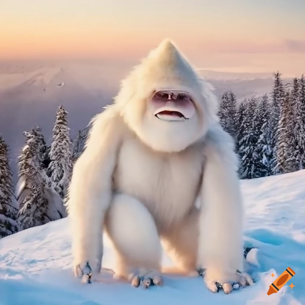 Friendly yeti in snowy landscape of Westfalia on Craiyon