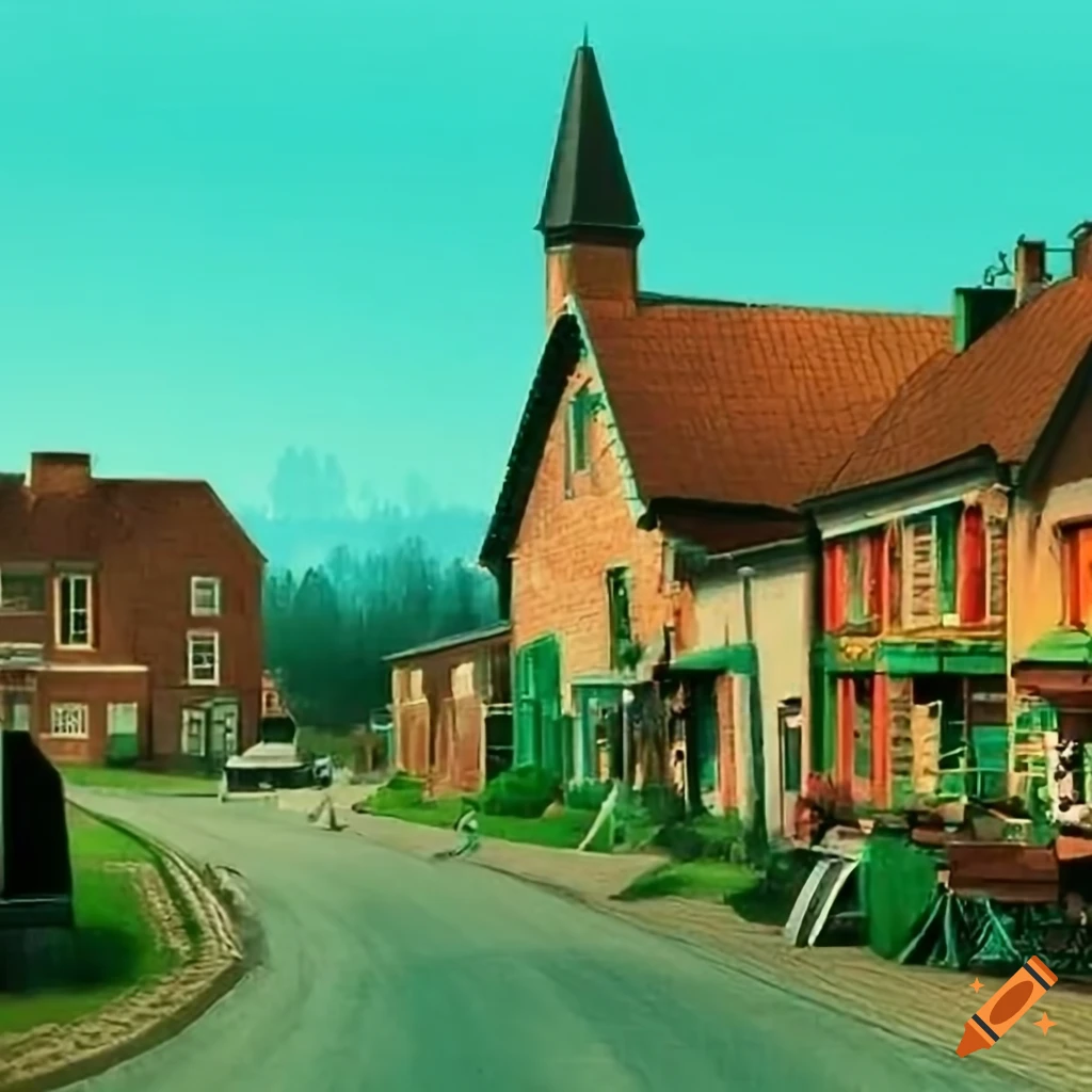 Picture of a charming 1950's countryside town on Craiyon
