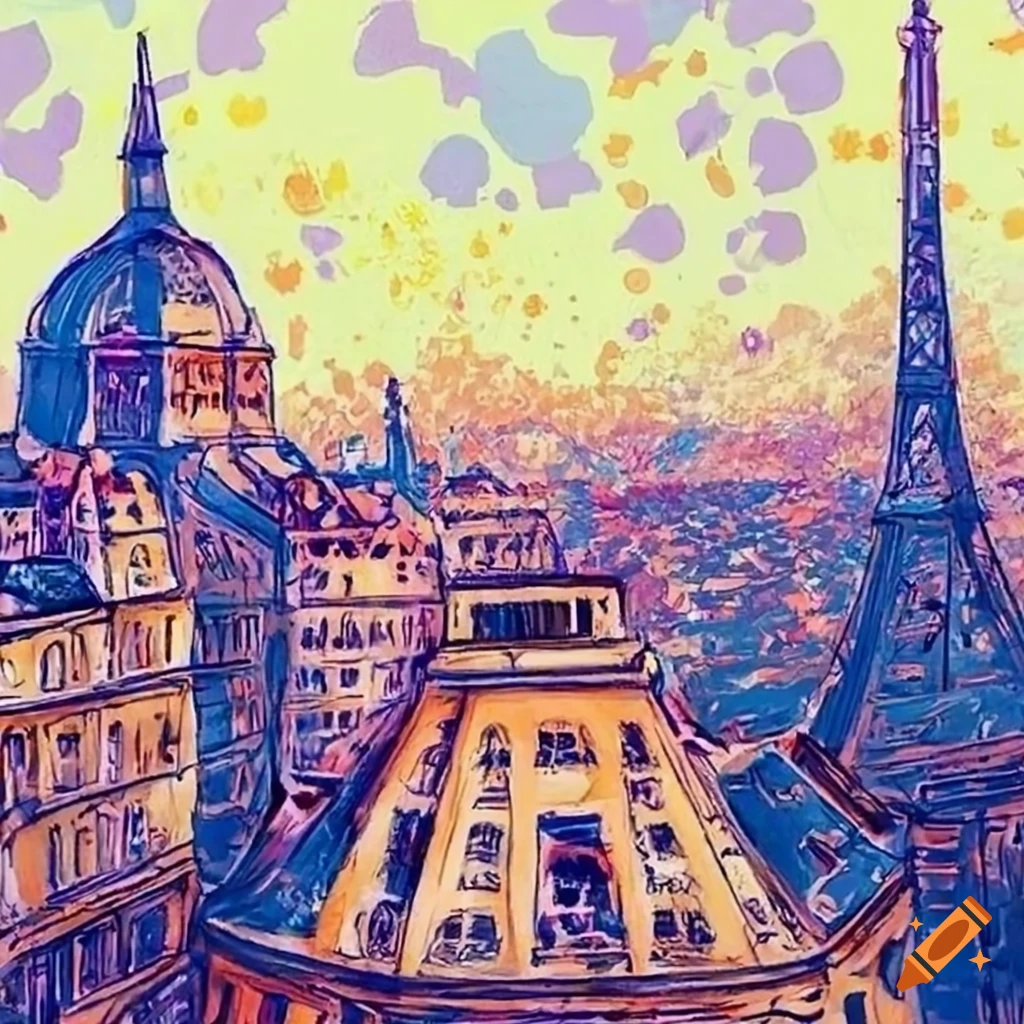 Drawing of paris cityscape on Craiyon