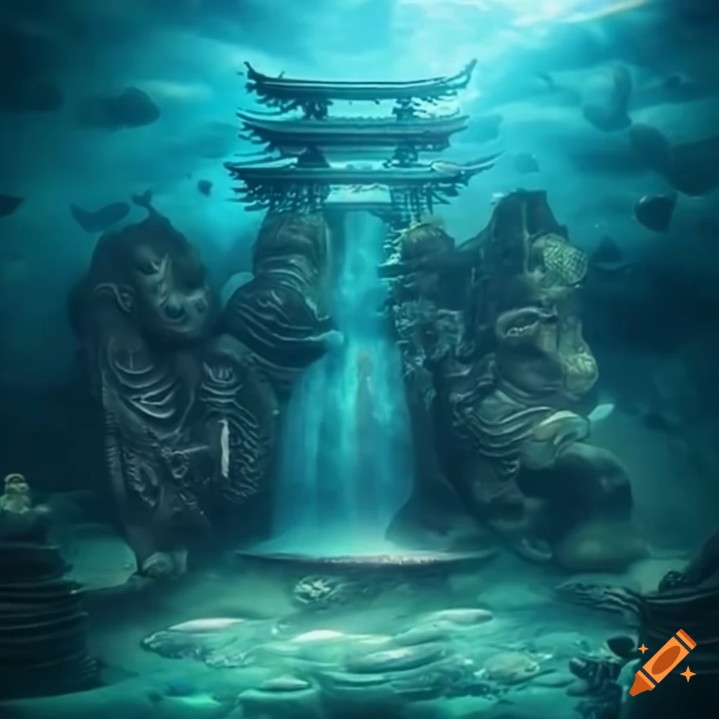 Japanese underwater temple on Craiyon
