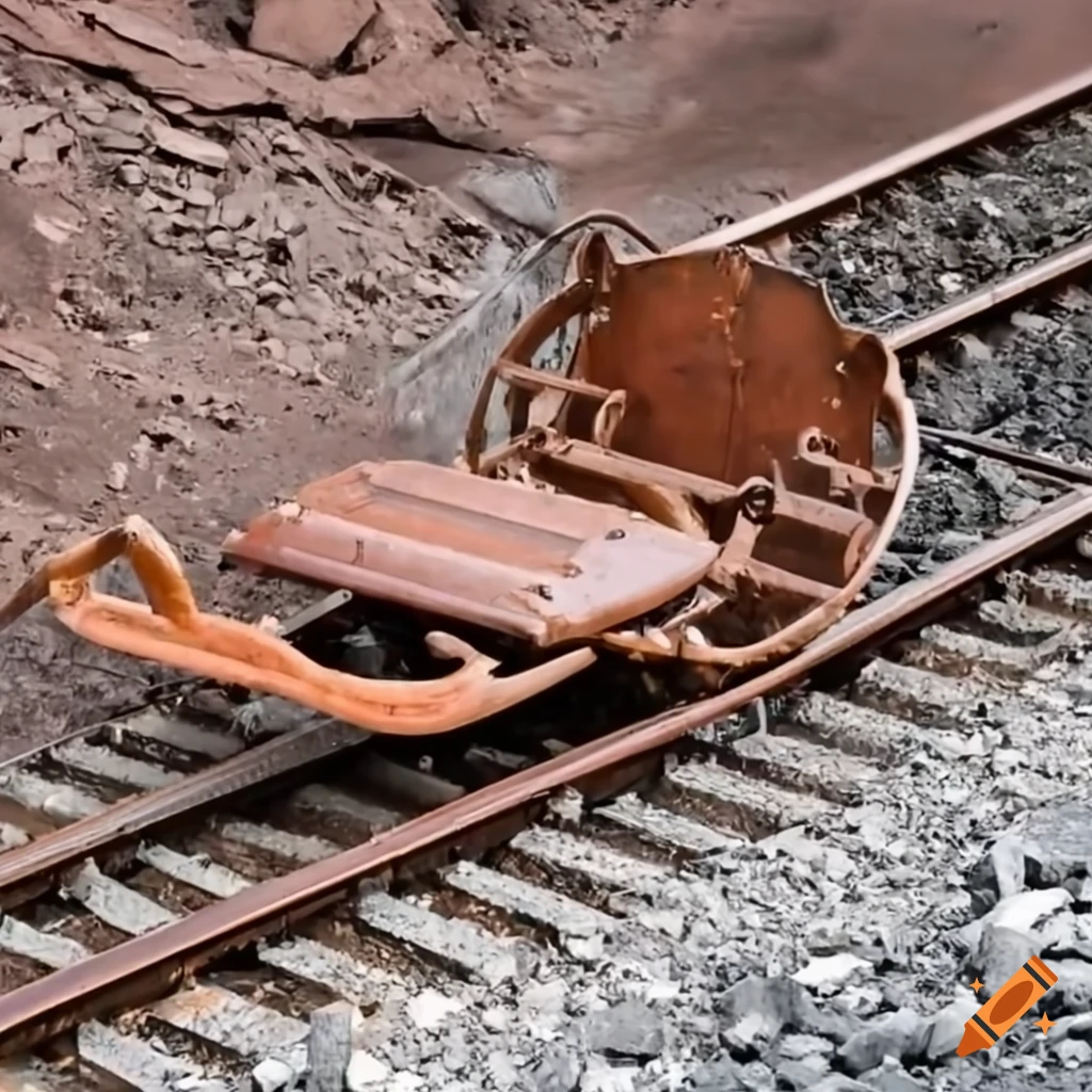 Electric sledge in a steep brown coal open pit on Craiyon