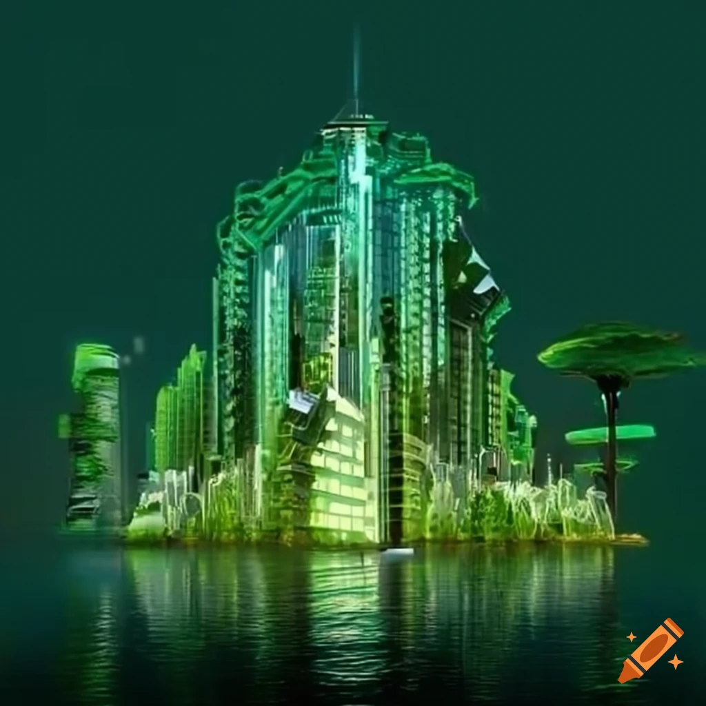 Futuristic green skyscrapers made of plants on Craiyon