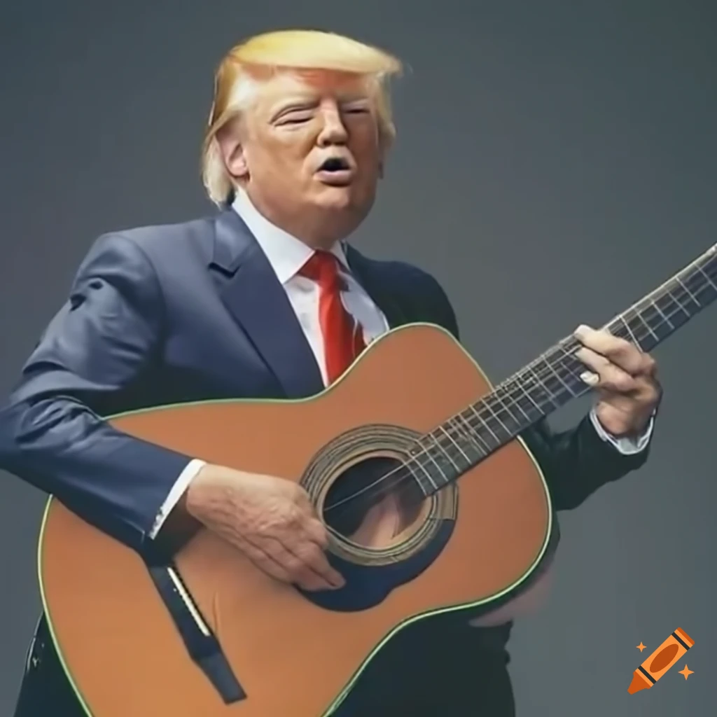 Donald Trump playing guitar and singing on Craiyon