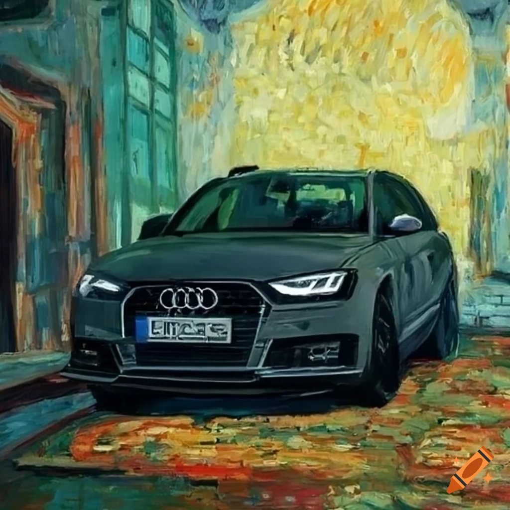 Dark grey audi a4 inspired by vincent van gogh on Craiyon