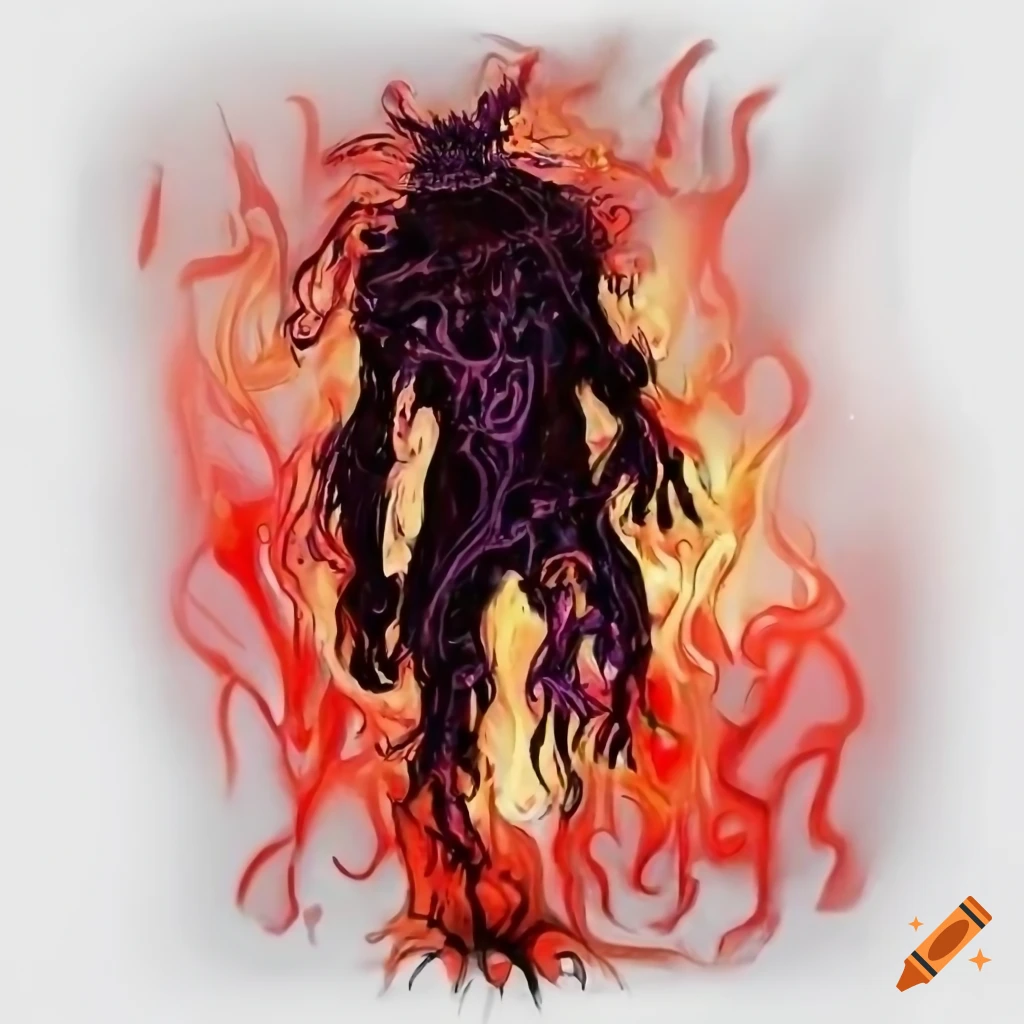 Digital art of a flaming black ooze monster on Craiyon