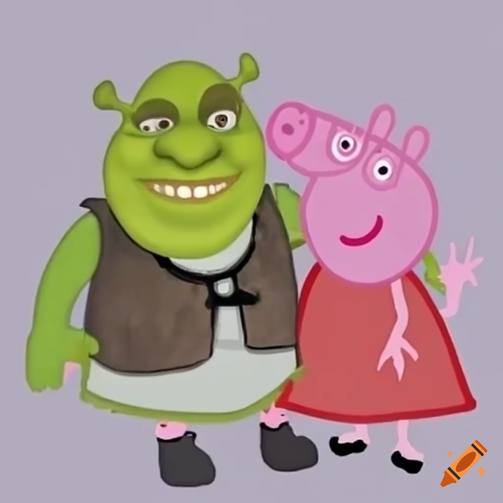 Shrek and Peppa Pig mashed up together on Craiyon