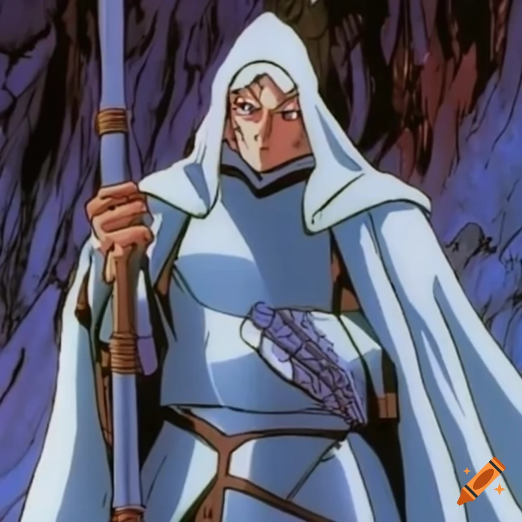 Lord of the rings character in white armor and robe on Craiyon