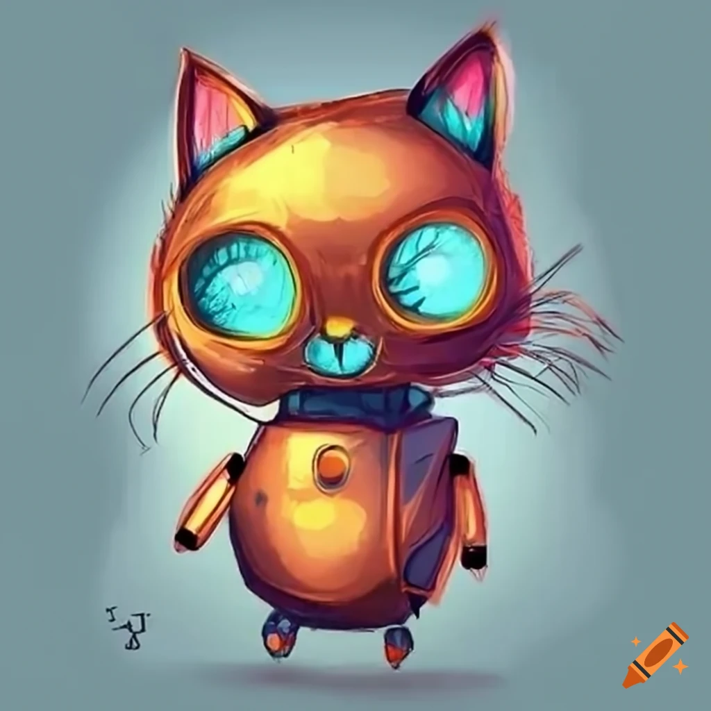 Cute robot cat on Craiyon
