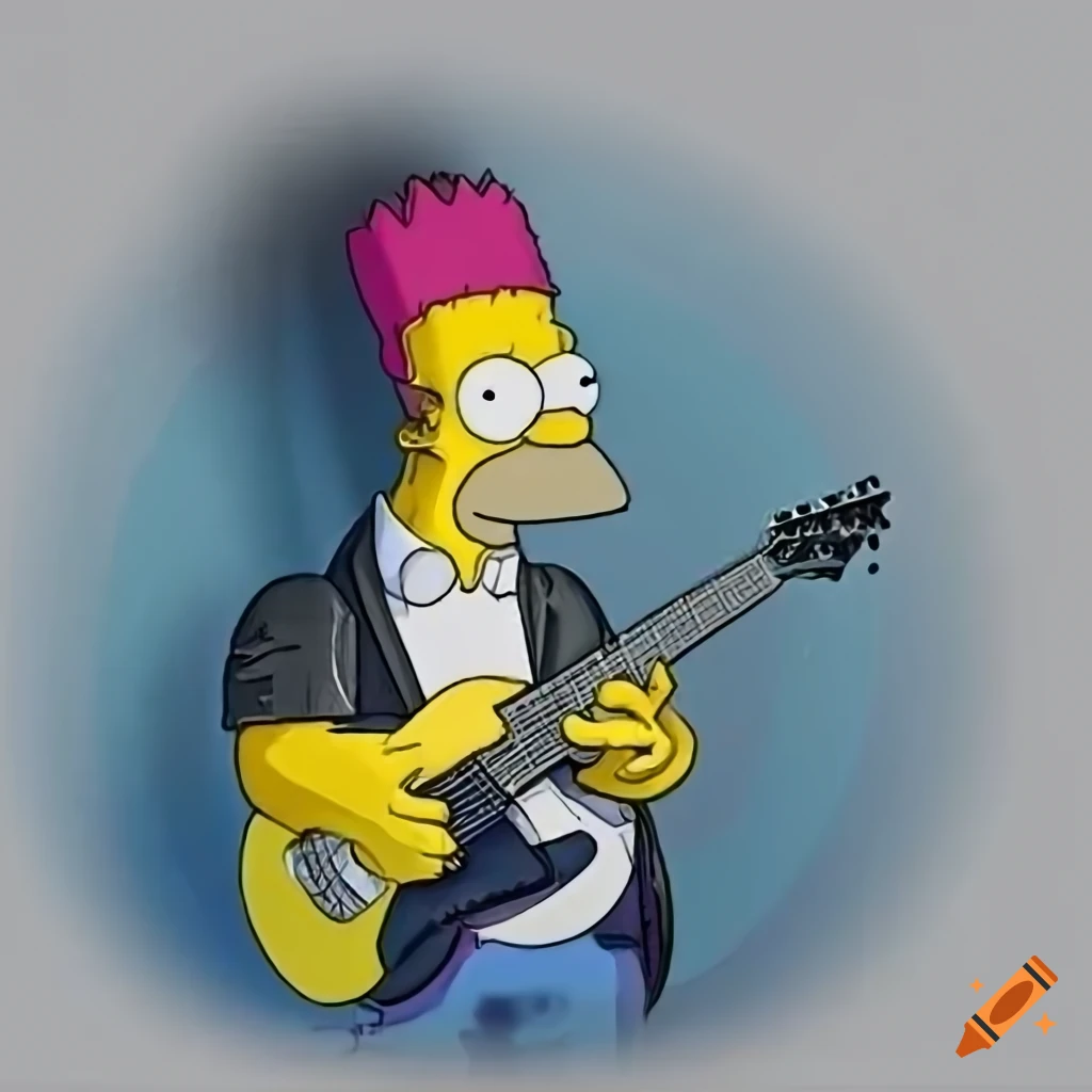 Homer Simpson in an emo band on Craiyon
