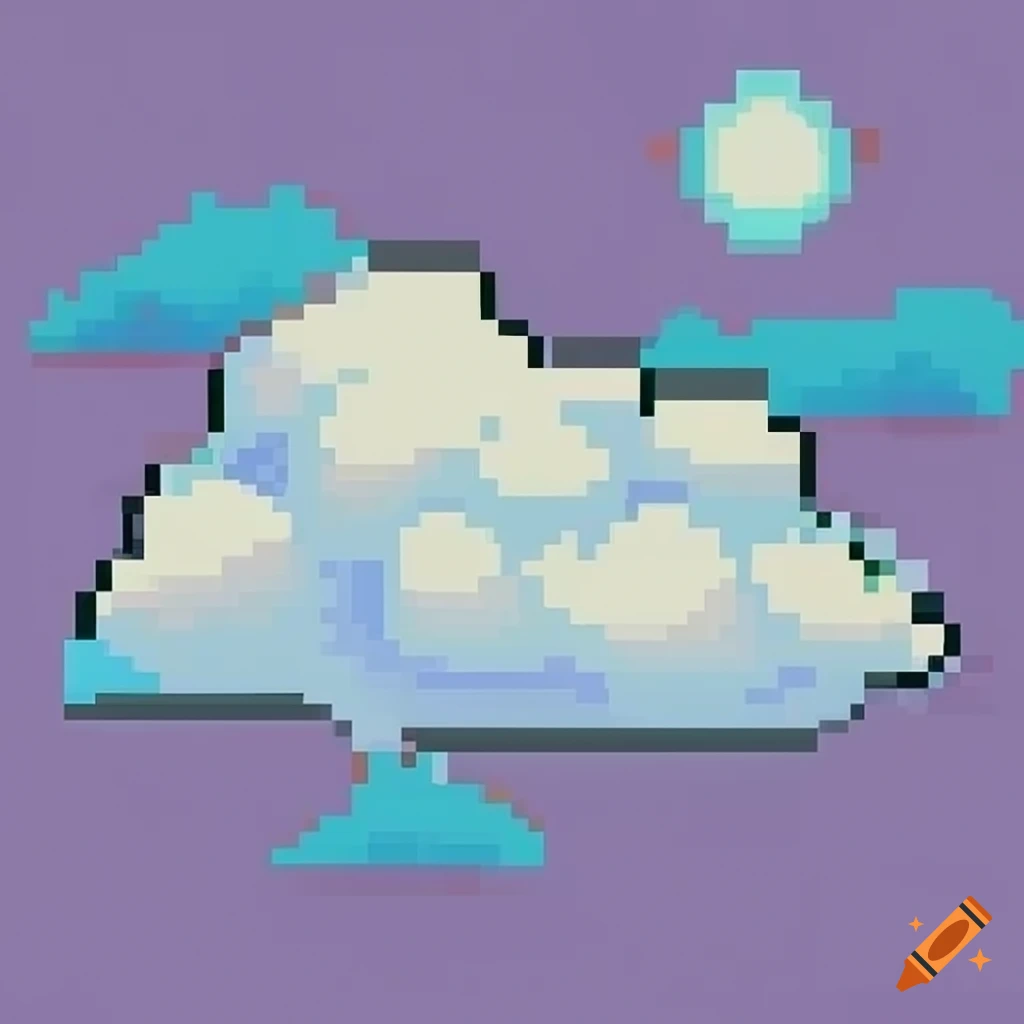 Pixel art of clouds on Craiyon