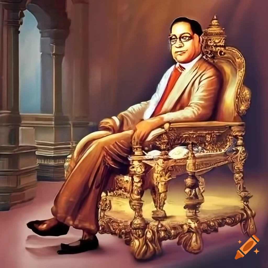 Portrait of Dr. B.R. Ambedkar reading the Bhagavad Gita on Craiyon