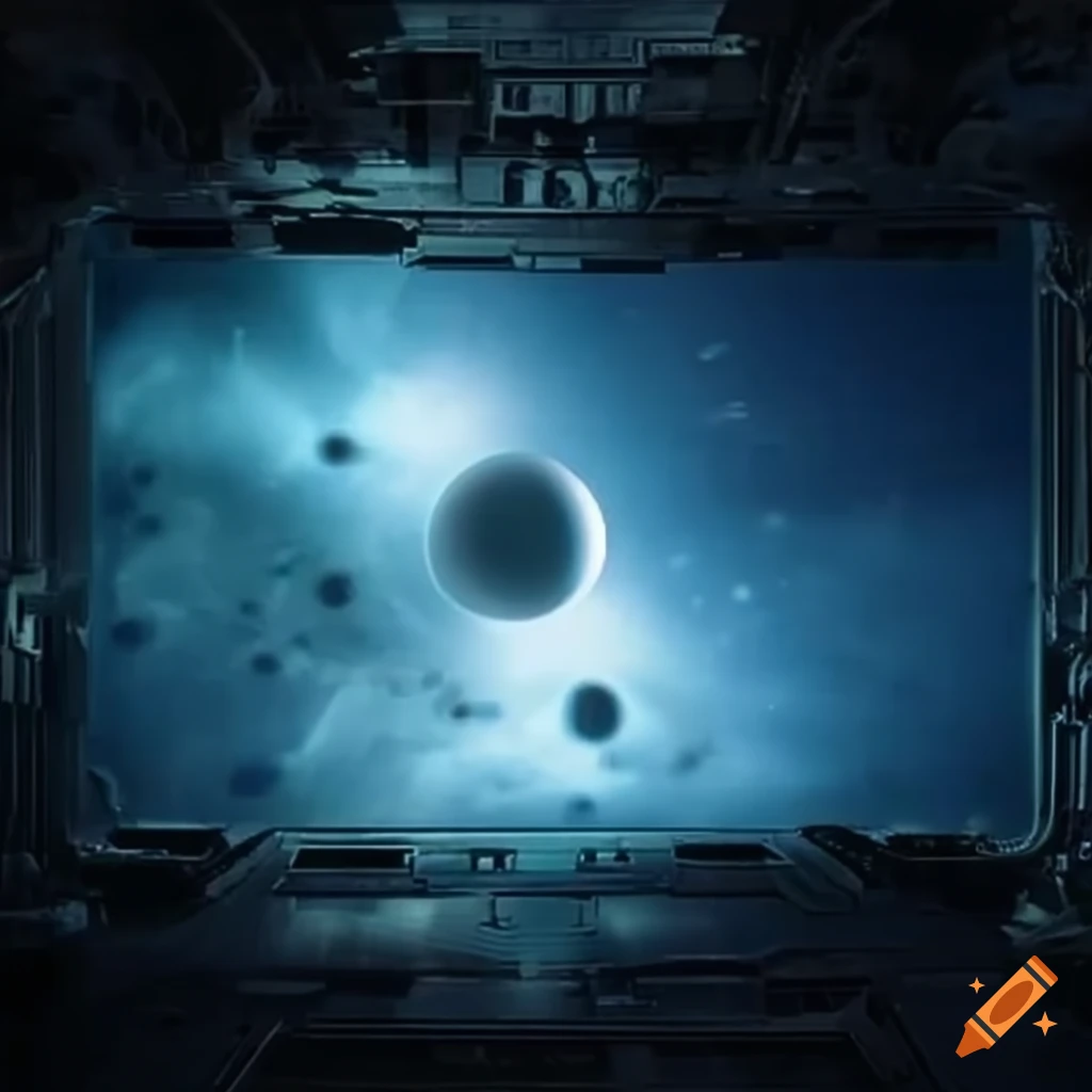 View from a spaceship's large transparent window on Craiyon