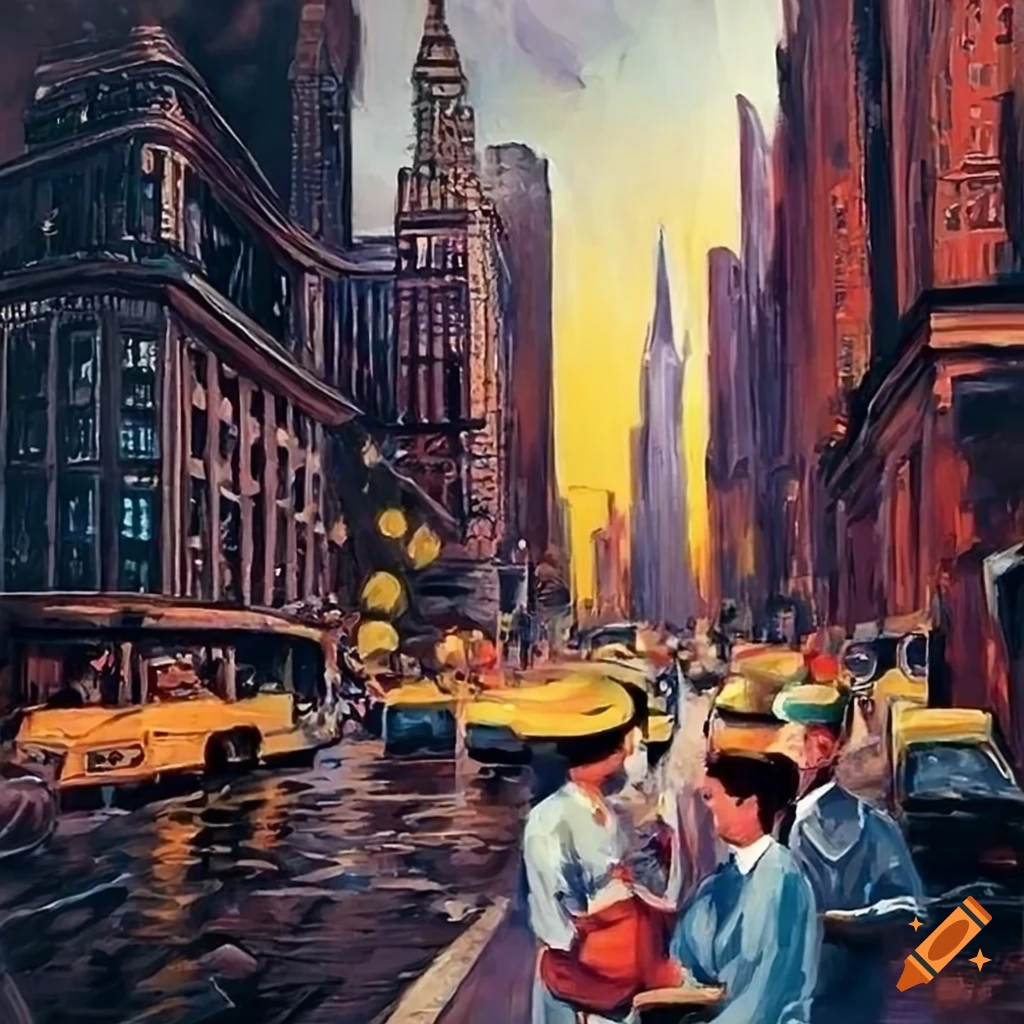Pristine retro illustration of 1950s New York City on Craiyon