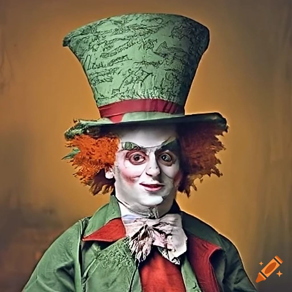 Illustration of the Mad Hatter in fall colors on Craiyon