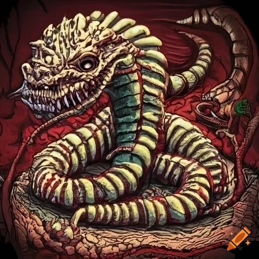 Detailed illustration of monsters in a dungeon on Craiyon