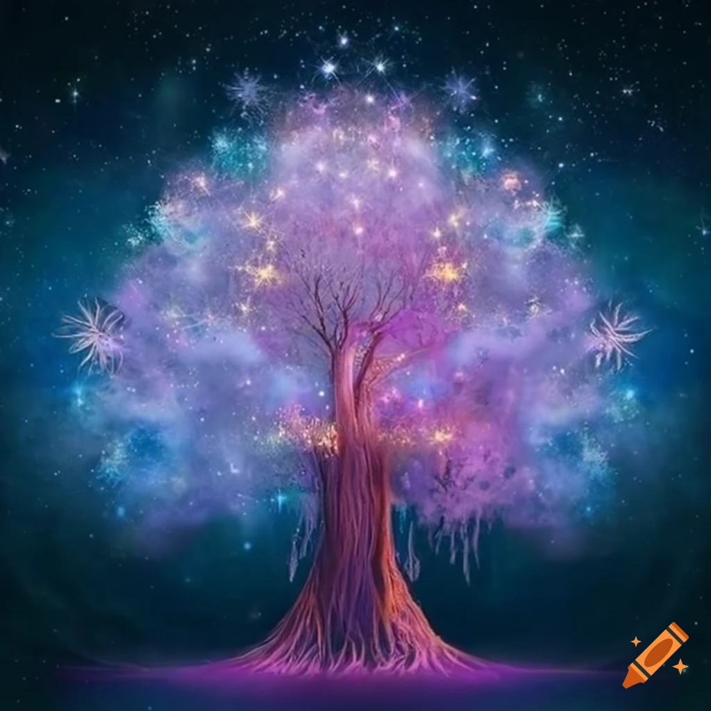 Image of a magical tree made of clouds and stars on Craiyon