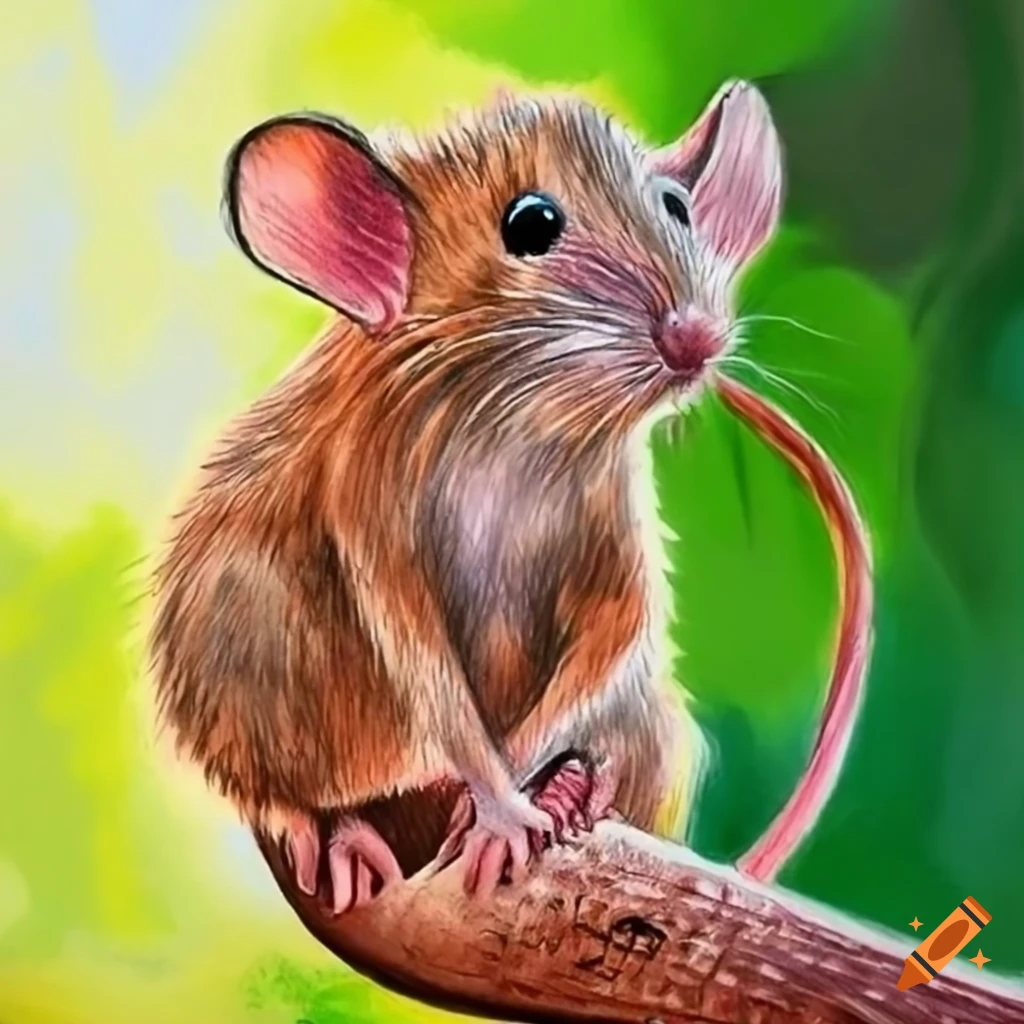 Detailed color pencil drawing of a courageous mouse on Craiyon