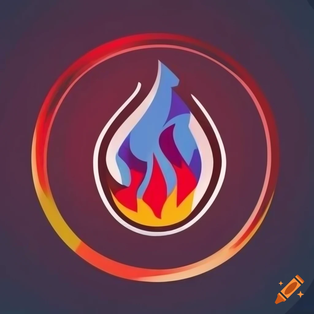 Modern flame logo design in blue and red on Craiyon