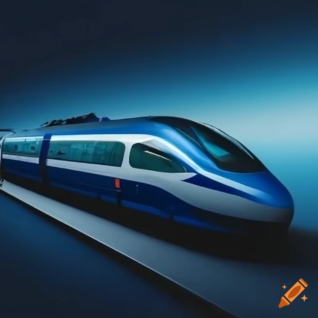 Blue high speed train on Craiyon